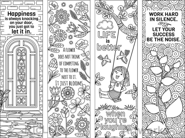 8 Coloring Bookmarks With Feel Good Quotes Printable Coloring Bookmark ...