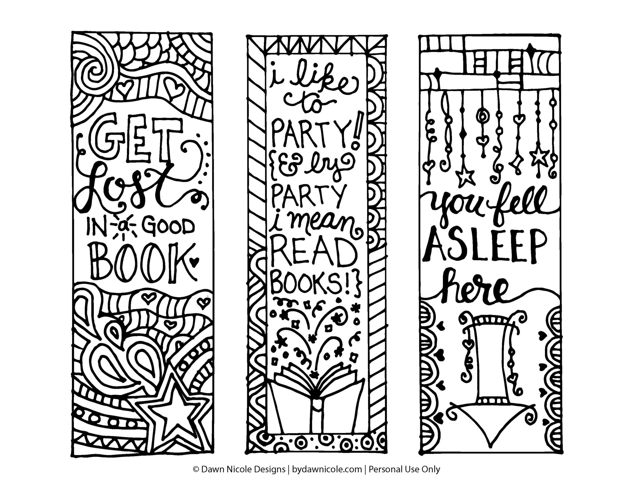 Free Printable Coloring Page Bookmarks Marcadores De Libros Colorear ...